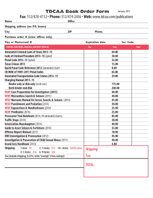 Fillable Online TDCAA Book Order Form Fax:512/478-4112 Phone:512/474 ...