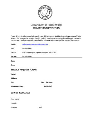 Fillable Online rockdalecounty Department of Public Works SERVICE ...