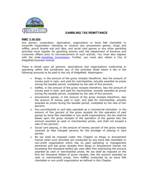 Fillable Online Gambling Tax Remittance Form - City of Ridgefield Fax ...