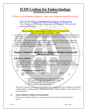 Fillable Online ICD9 Coding for Endocrinology Fax Email Print - pdfFiller