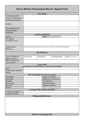 Fillable Online Surrey Historic Environment Record : Report Form Fax ...