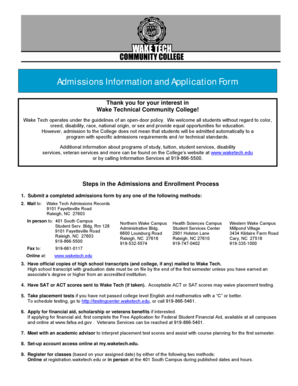 Fillable Online www2 waketech Admissions Information and Application ...