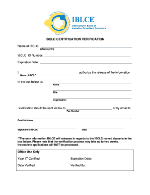 Ibclc Verification - Fill Online, Printable, Fillable, Blank | pdfFiller