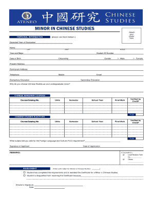 Fillable Online MINOR IN CHINESE STUDIES Fax Email Print - pdfFiller