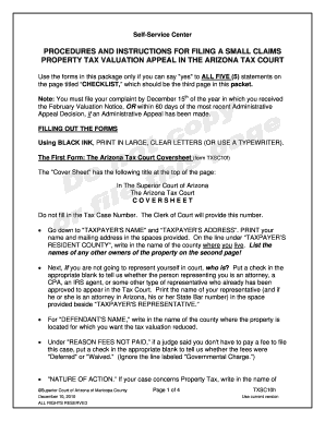 Fillable Online mcassessor maricopa Instructions to Complete the State ...