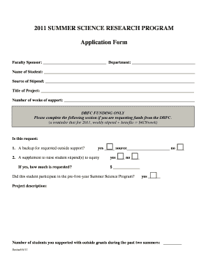 Fillable Online science williams 2011 SUMMER SCIENCE RESEARCH PROGRAM ...