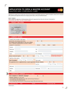 Fillable Online yourapplication Application to open a master account ...