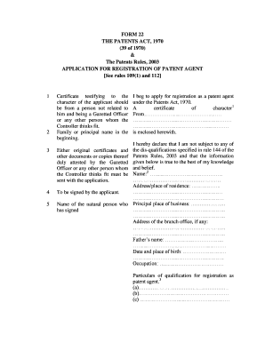 Form 22 Patent Agent - Fill Online, Printable, Fillable, Blank | pdfFiller