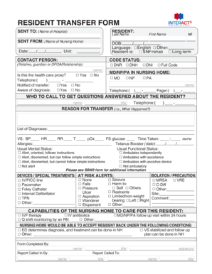 Fillable Online caltcm RESIDENT TRANSFER FORM - caltcm Fax Email Print ...