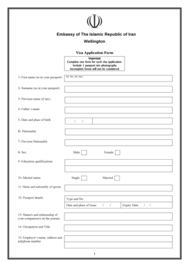 Fillable Online iranembassy org Application visa form - iranembassy org ...