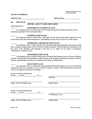 Fillable Online w2 georgiacourts GEORGIA PROBATE COURT STANDARD FORM ...