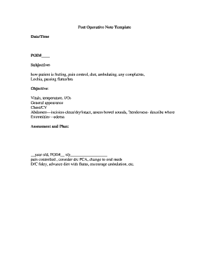 Fillable Online Post Operative Note Template Fax Email Print - pdfFiller