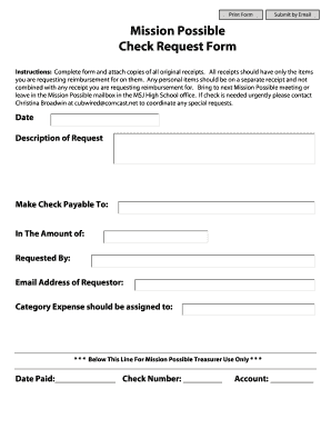 Fillable Online msjhs Mission Possible Check Request Form - Mission San ...