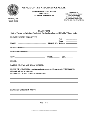 Fillable Online OFFICE OF THE ATTORNEY GENERAL - Florida Attorney ...
