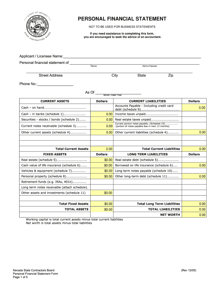 Nevada financial statement: Fill out & sign online | DocHub