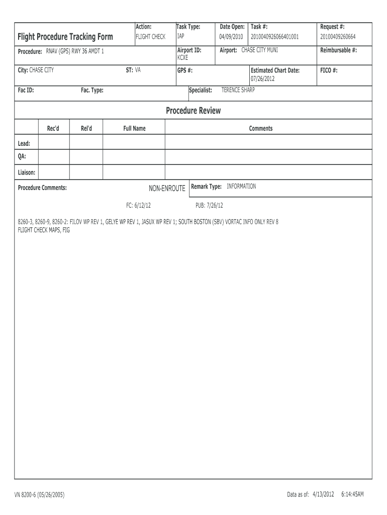 Fillable Online Flight Procedure Tracking Form Procedure Review ...