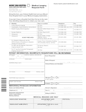 Medical Imaging Request Form - Mount Sinai Hospital - Mountsinai On ...