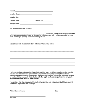 Fillable Online Windstorm and Hail Exclusion Disclosure - Braishfield ...