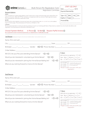 Fillable Online animebanzai Anime Banzai 2013 Multi Reg Form.pdf Fax ...