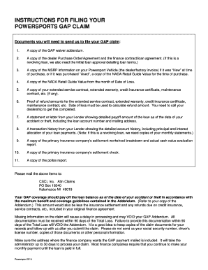 Fillable Online POWERSPORTS GAP CLAIM Fax Email Print - pdfFiller