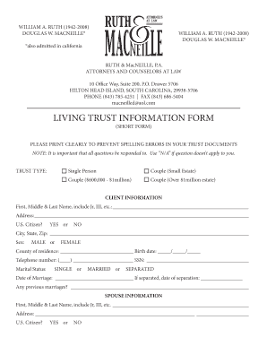 Fillable Online LIVING TRUST INFORMATION FORM - Ruth & MacNeille Law ...