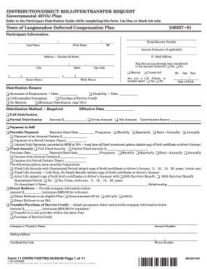 Fillable Online longmeadow city of riverside great west direct rollover ...