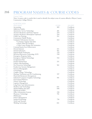 Fillable Online wcccd PROGRAM NAMES & COURSE CODES Fax Email Print ...