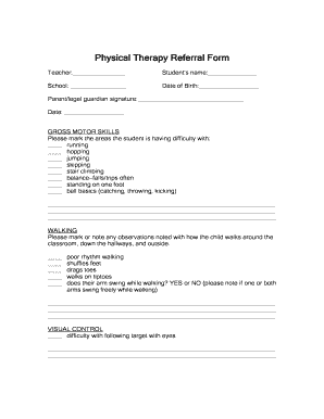 Fillable Online isea k12 il Physical Therapy Referral Form - Iroquois ...