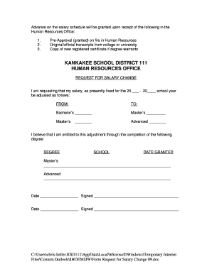 Fillable Online Form Request for Salary Change 09 Fax Email Print ...