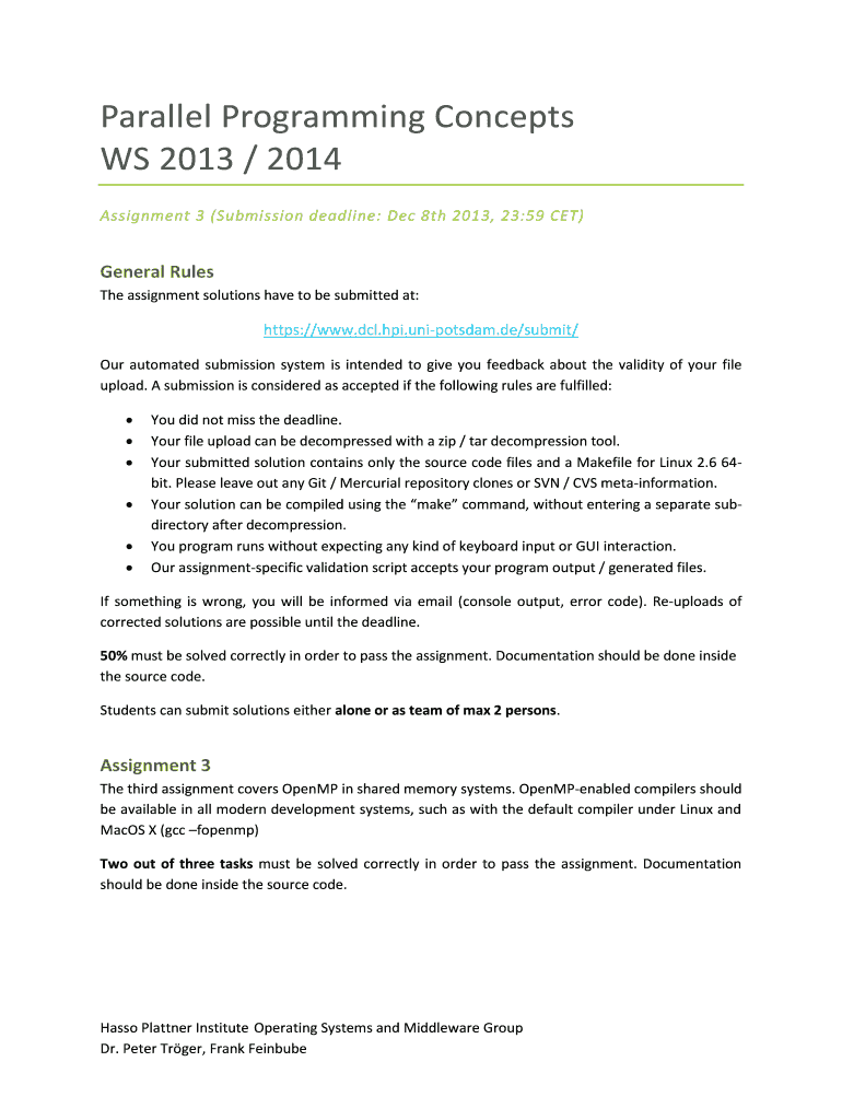 Fillable Online dcl hpi uni-potsdam Assignment 3 - Operating Systems ...