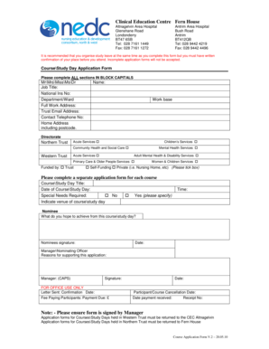 Fillable Online Course Application Form - NEDC Fax Email Print - pdfFiller