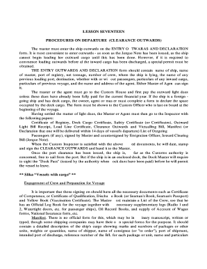 Fillable Online PROCEDURES ON DEPARTURE (CLEARANCE OUTWARDS) Fax Email ...