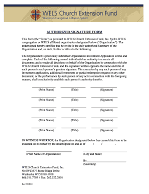 Fillable Online cef wels Authorized Signature Form 2013-14 - cef wels ...