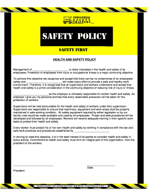 Fillable Online Health and Safety Statement Template - Industrial ...