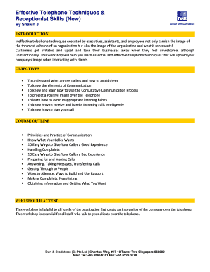 Fillable Online Effective Telephone Techniques & Receptionist Skills ...