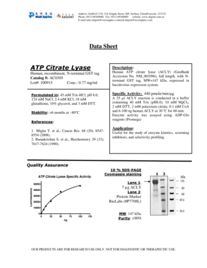 Fillable Online Data Sheet ATP Citrate Lyase Fax Email Print - pdfFiller