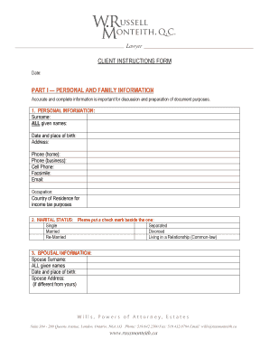 Fillable Online russmonteith Client Instruction Form (.pdf ...