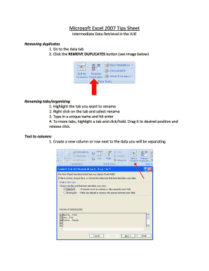 Fillable Online Microsoft Excel 2007 Tips Sheet Fax Email Print - pdfFiller