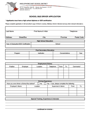 Fillable Online Bus Driver Application - Web Fax Email Print - pdfFiller