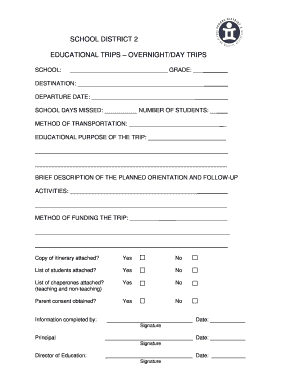 Fillable Online form for educational trip Fax Email Print - pdfFiller