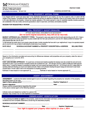 Fillable Online douglas co Real Property Protest Form - Douglas County ...