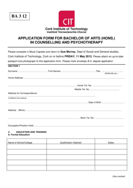 Fillable Online cit Applic form-BA DEGREE.doc - cit Fax Email Print ...