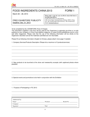 Fillable Online Free Publicity Form Fax Email Print - pdfFiller