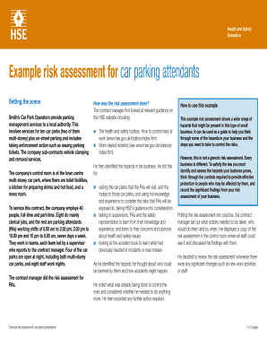 Fillable Online Example risk assessment for car parking attendants Fax ...