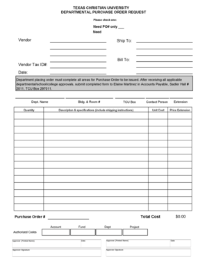 Fillable Online Purchase Order Requisition Form - Texas Christian ...