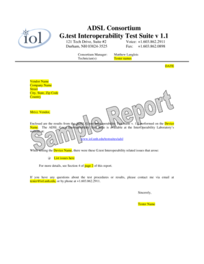 Fillable Online ftp iol unh ADSL Consortium G.test Interoperability ...