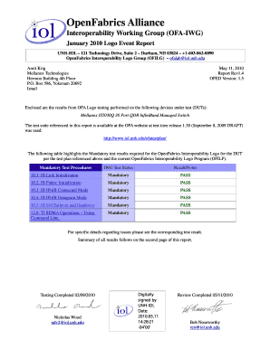 Fillable Online iol unh Enclosed are the results from OFA Logo testing ...
