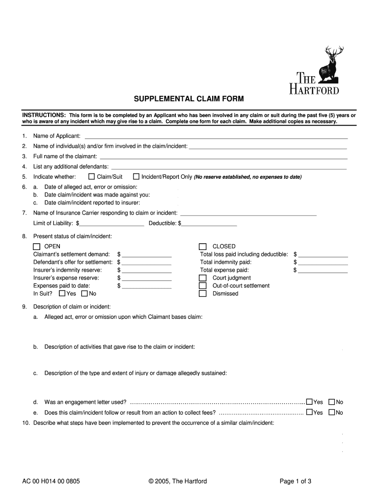 Fillable Online SUPPLEMENTAL CLAIM FORM - Target Capital Fax Email ...