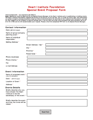 Fillable Online Special Events Proposal Form Fax Email Print - pdfFiller