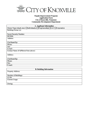 Fillable Online ci knoxville tn Facade Improvement Application PDF - City of Knoxville Fax Email ...